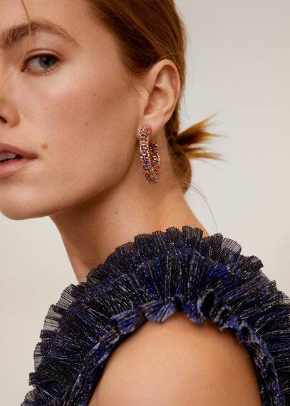 Halkalı kristal küpe