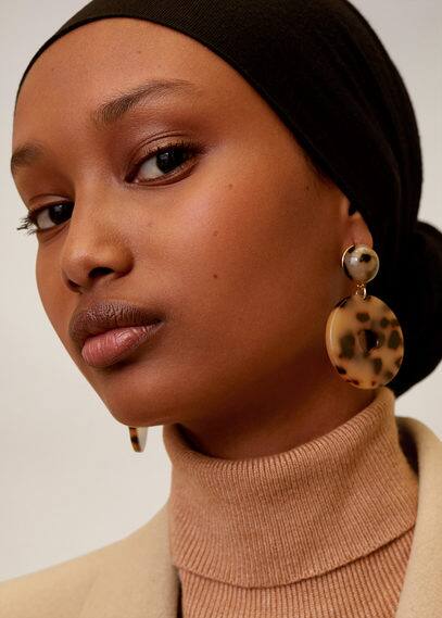 Kaplumbağa kabuğu desenli küpe