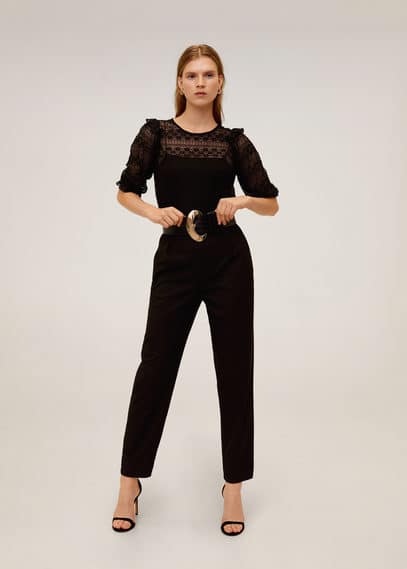 Fırfırlı dantel tişört