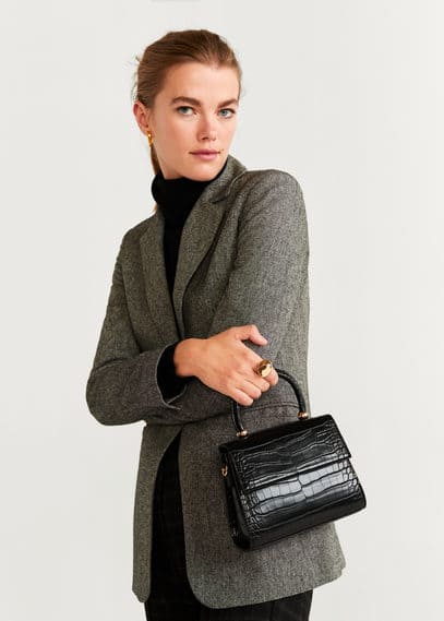 Timsah derisi görünümlü çanta