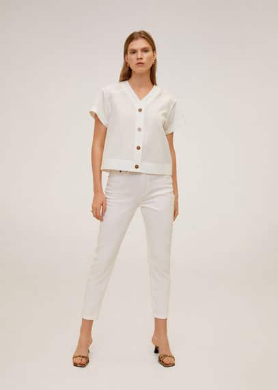 Kaplumbağa kabuğu düğmeli gömlek