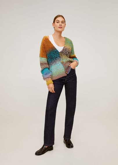 Çok renkli örgü hırka