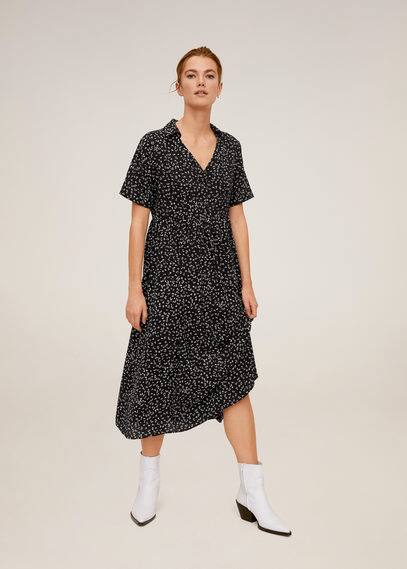 Midi boy desenli elbise