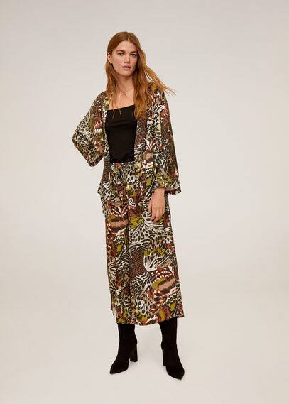 Leopar desenli dökümlü pantolon