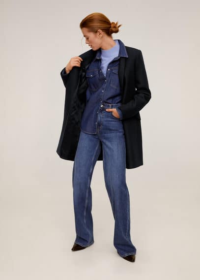 Yünlü kalıplı karma palto