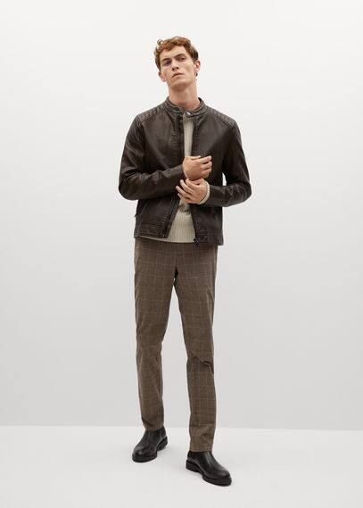 Suni deri biker ceket