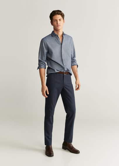 Dokulu pamuklu regular kesim gömlek