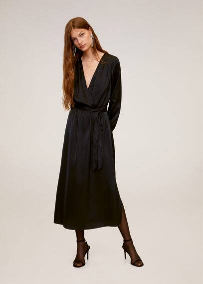 Midi boy saten elbise