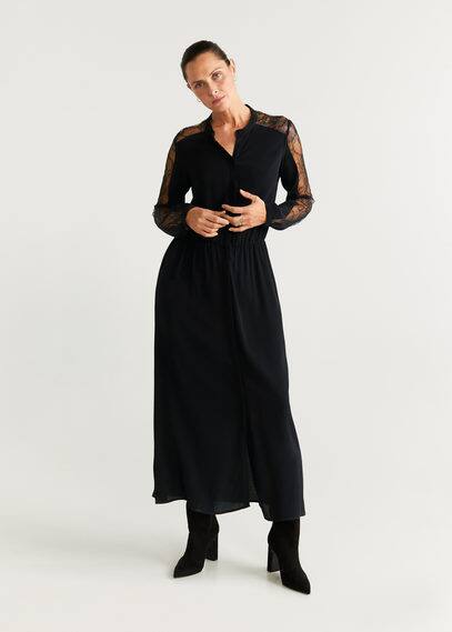 Dantel detaylı uzun elbise Dantel detaylı uzun elbise