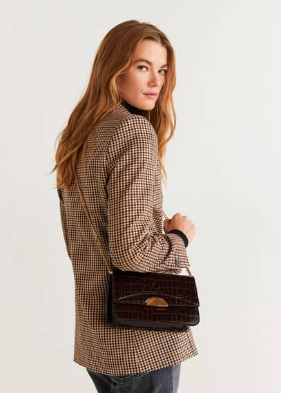 Timsah derisi görünümlü çapraz çanta