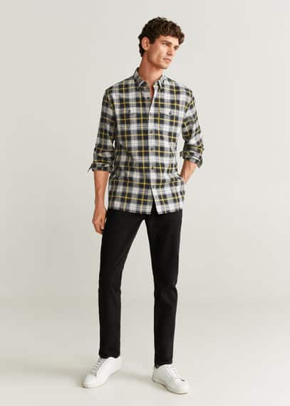 Regular kesim kareli pamuklu gömlek