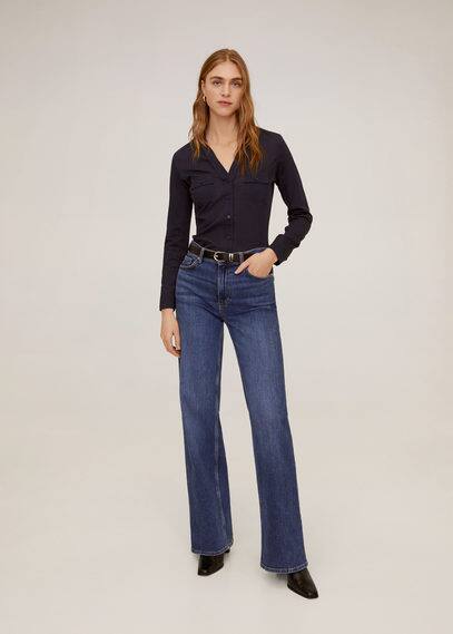 Göğsü cepli koton gömlek