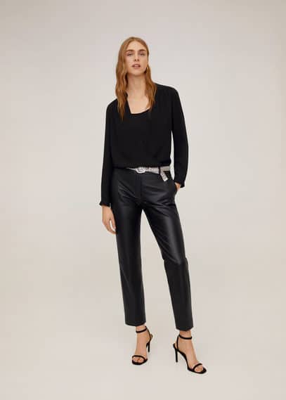 V yakalı anvelop bluz