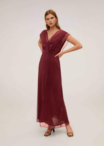 Çapraz tasarımlı tül elbise