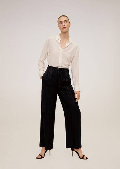 Dökümlü saten pantolon