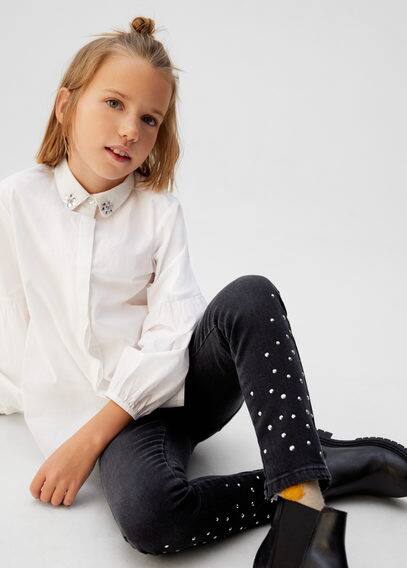 Dar kesimli zımbalı jean pantolon Dar kesimli zımbalı jean pantolon