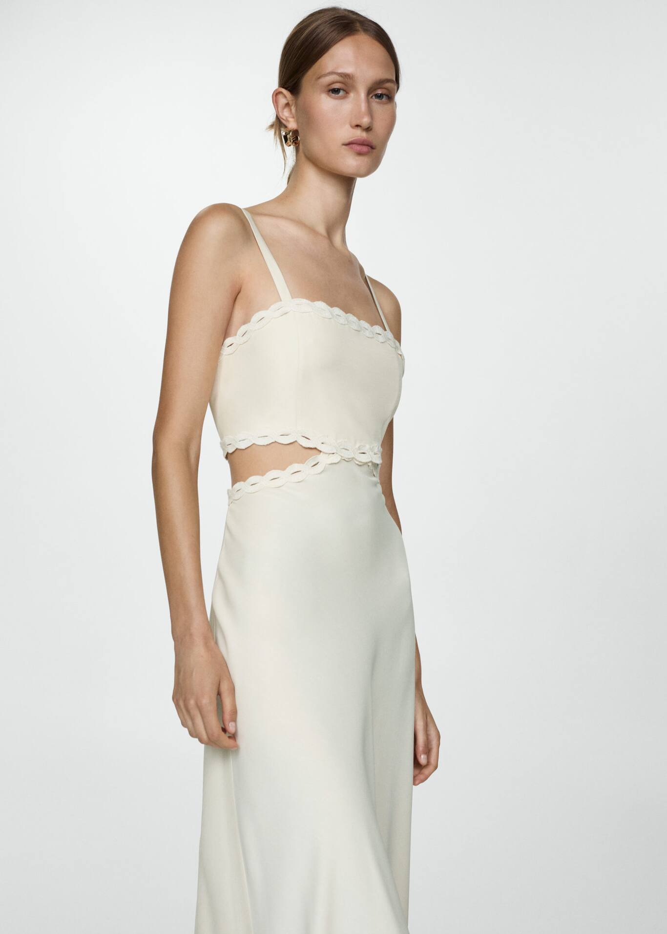 Slit Dress With Lace Detail Women Mango Usa