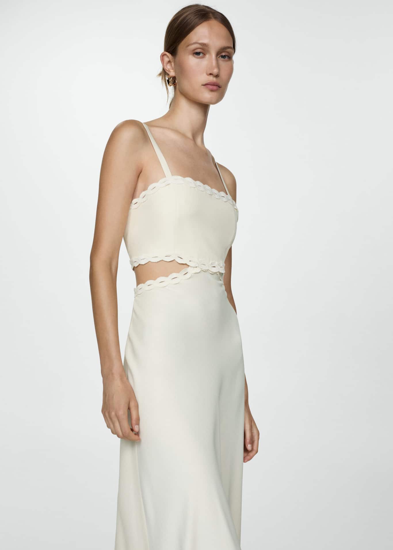 Slit Dress With Lace Detail Women Mango Usa