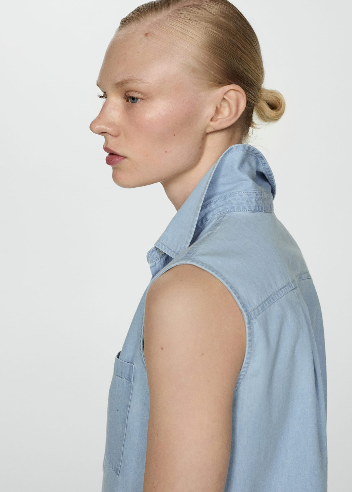 Sleeveless Denim Shirt Woman Mango Armenia