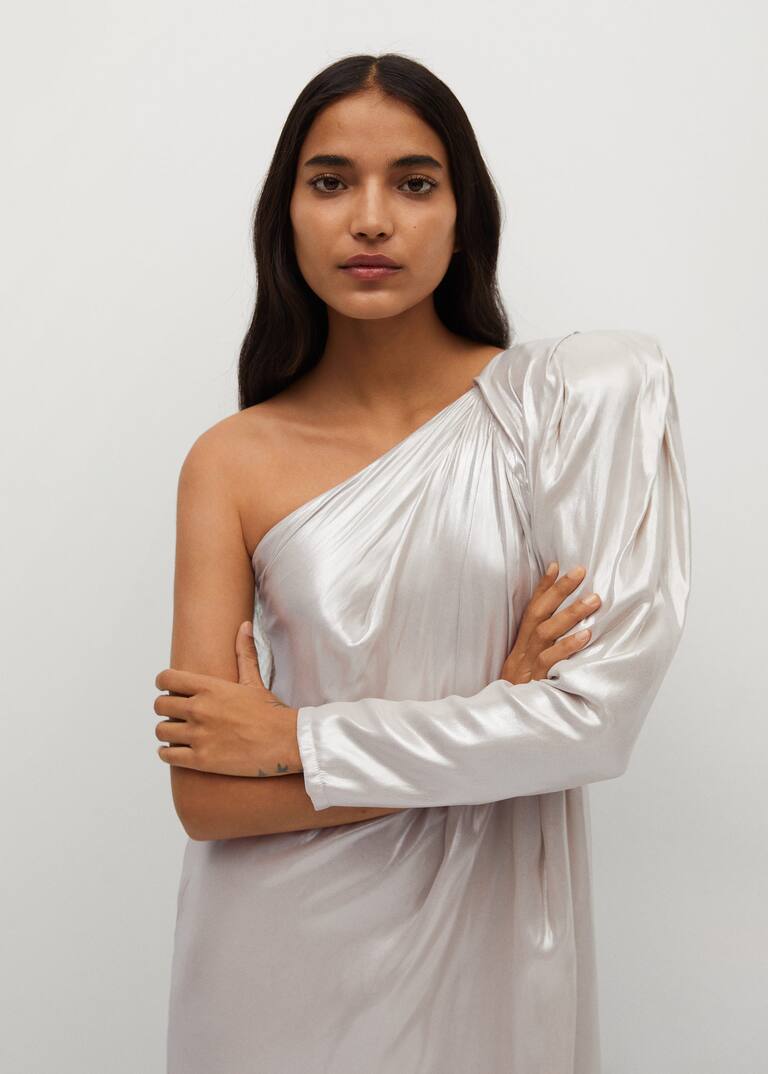 Metallic Asymmetric Dress Woman Mango Outlet Bulgaria