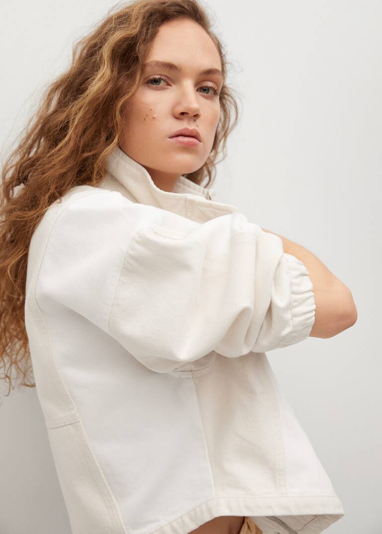 Oversized Jacket With Denim Panels Woman Mango Outlet Bulgaria